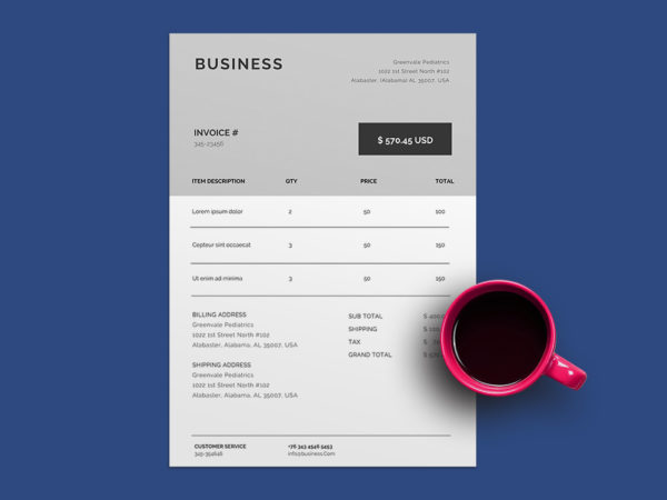 Free Elegant Invoice Template for Billing Purpose