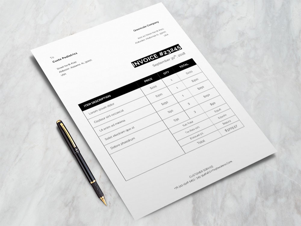 Free Formal Invoice Template for Billing Purpose