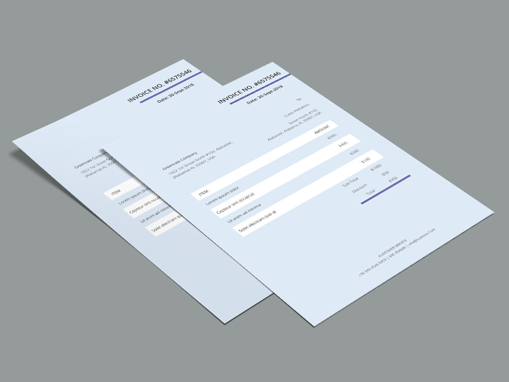 Free Blue Invoice Template For Billing Purpose