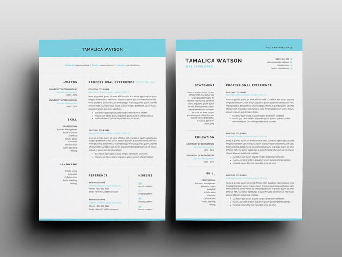 Free Modern Corporate Resume Template for Job Seeker