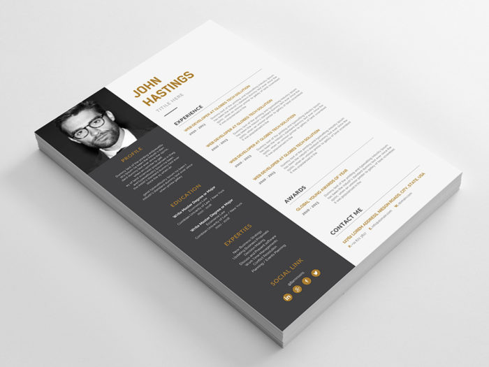 Free Personal Sketch Resume Template with Timeline Design