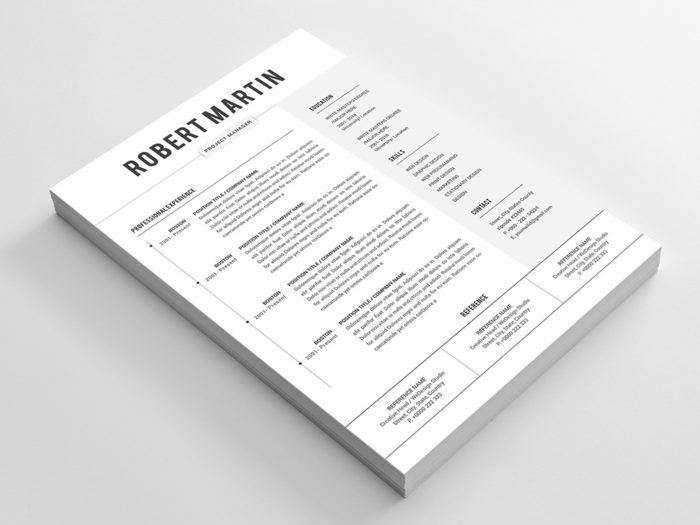 Free Modern CV/Resume Template in PSD File Format