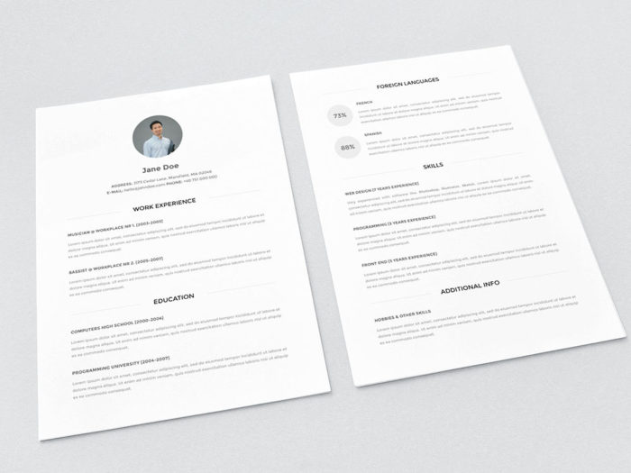 Free Minimalist Look Resume Template with Professional Look