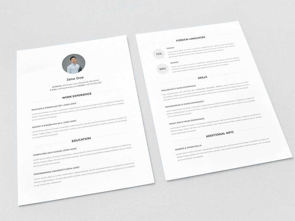 Free Minimalist Look Resume Template with Professional Look