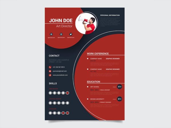Free Black and Red Resume Template with for any Job Opportunity