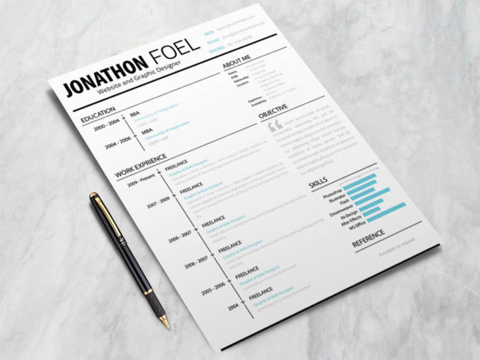 Free Minimalistic Style Resume Template with Unique Design