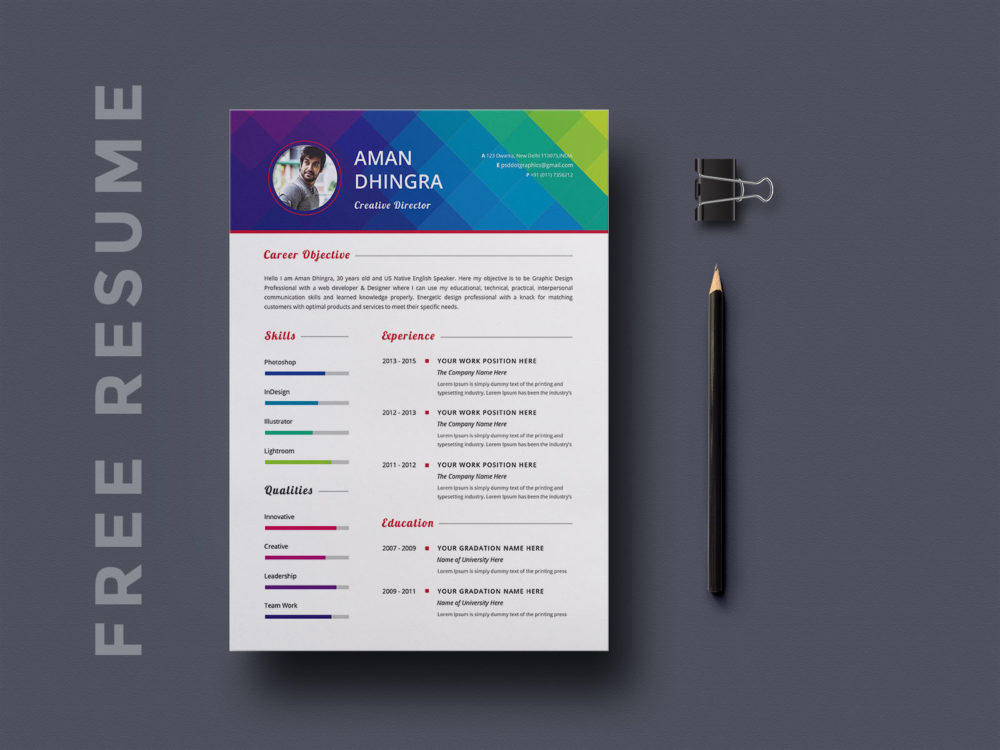 Free Simple Pink Resume Template with Sample