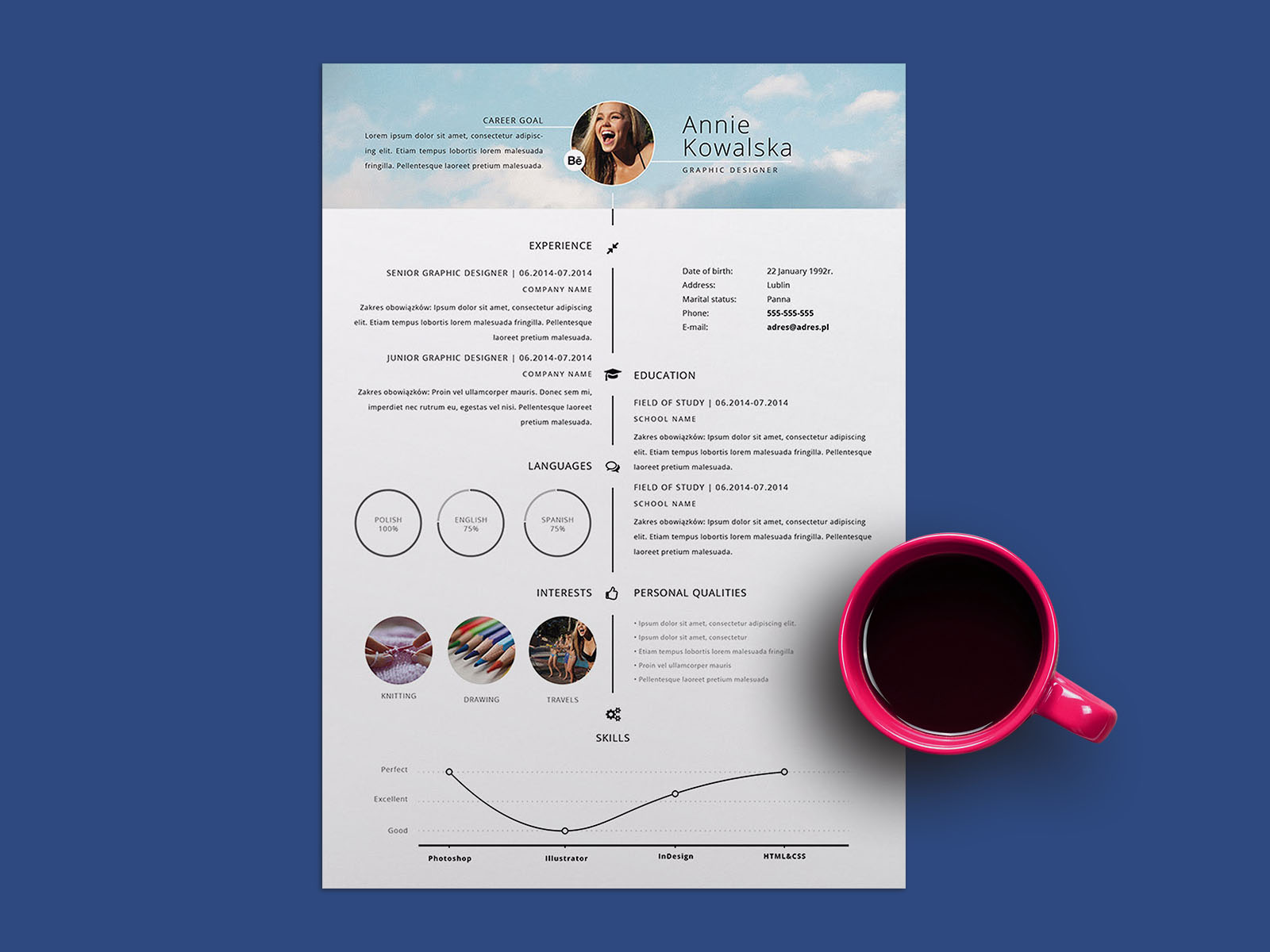 Free Timeline Illustrator Resume Template for Personal Use