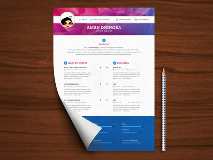 Free Infographic Designer Resume Template in PSD File Format