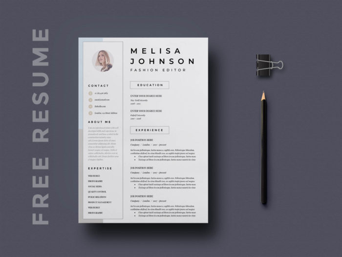 Free Light CV Template with Simple Style Design