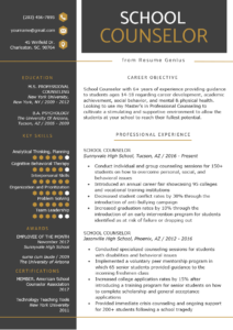 Free School Counselor CV Resume Template with Clean and Minimalist Design