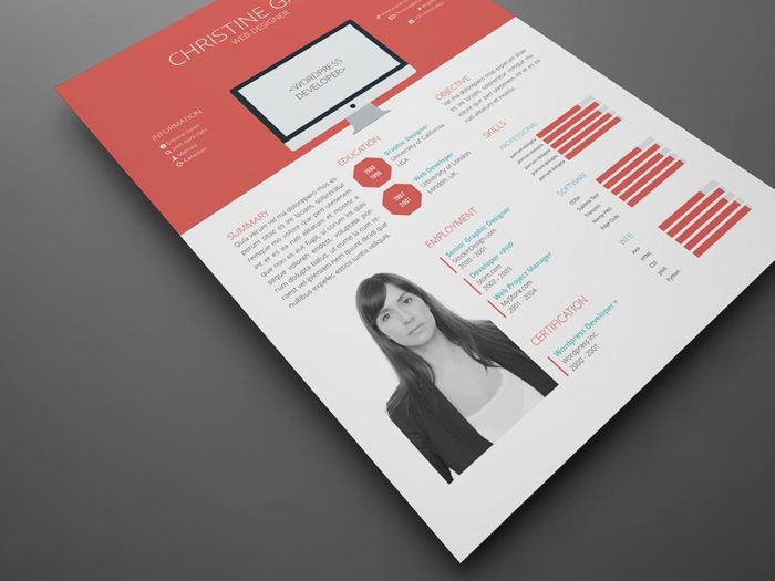 Free Flat Indesign Resume Template with Professional Look for Job Seeker