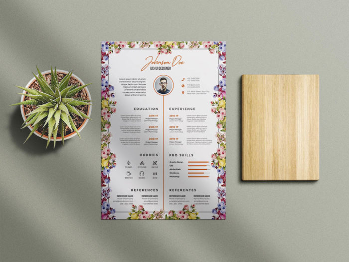 Free Beautiful Flower Resume Template for Your Job Opportunity