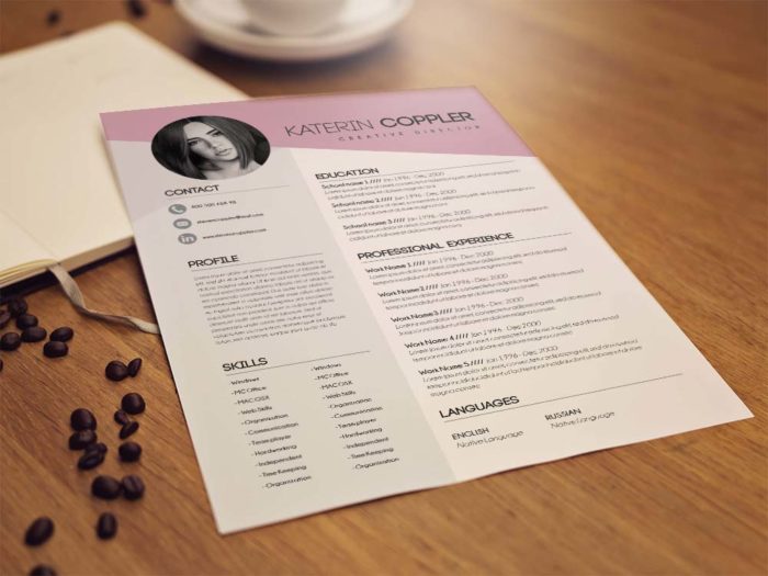 Free Pink Feminine Resume Template for Best Impression