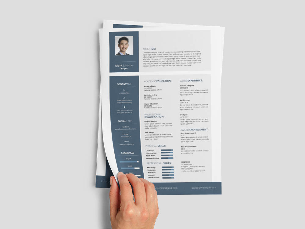 Free Designer Resume Template for with Simple and Elegant Look