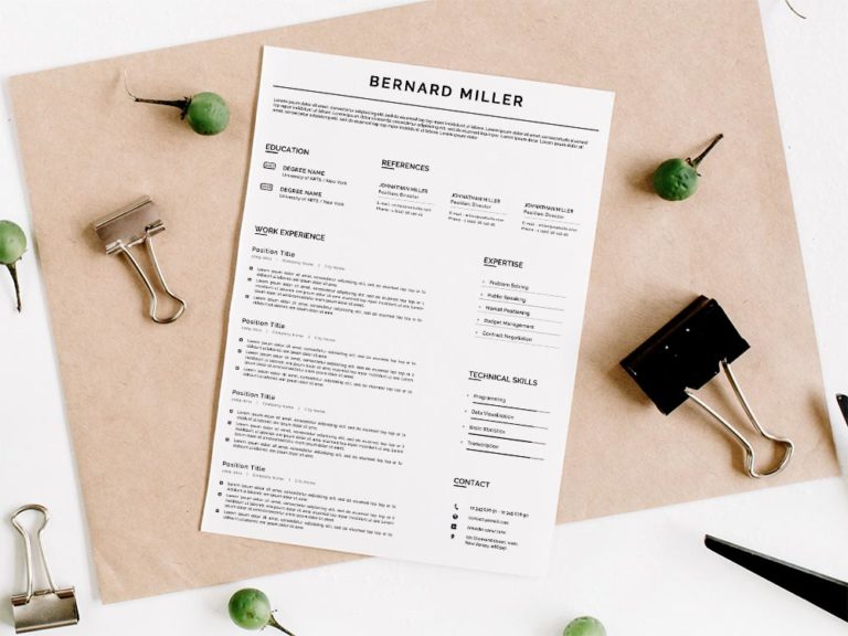 Alex Resume Template - Free MS Word Resume Template with Cover letter Page