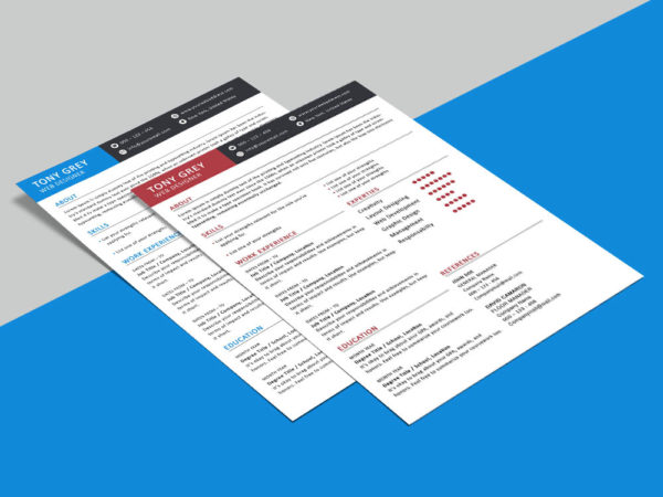 Free Simple 2 Pages Resume Template with Clean and Elegant Look