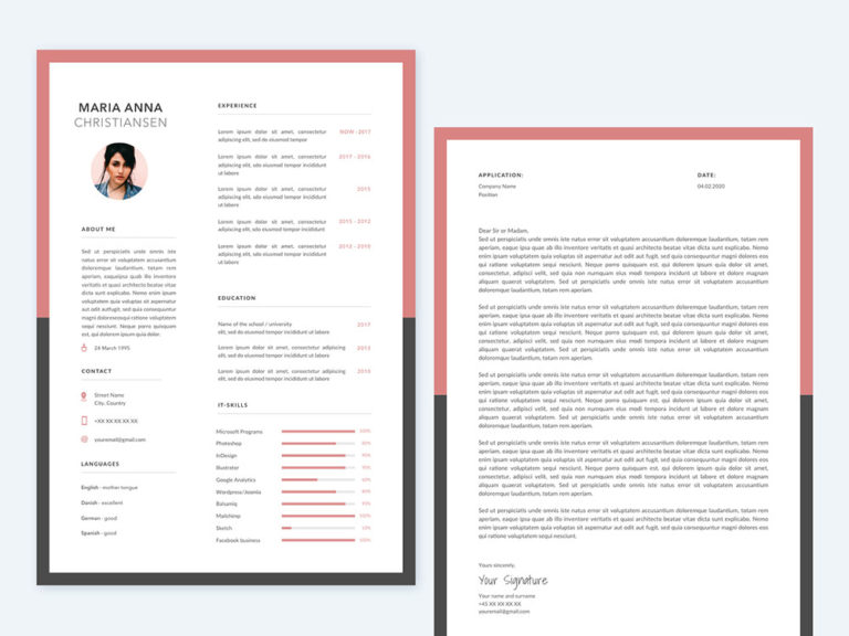 Free Simple Sketch Resume Template with Matching Cover Letter