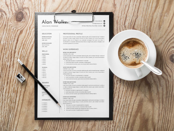 Free Concrete Worker Resume Template with Minimal and Elegant Look