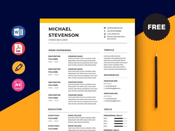 Free Home Builder Resume Template with Clean and Simple Look