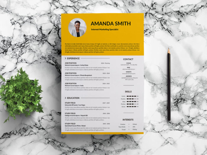 Free Elegant Resume Template with Gold Color Scheme