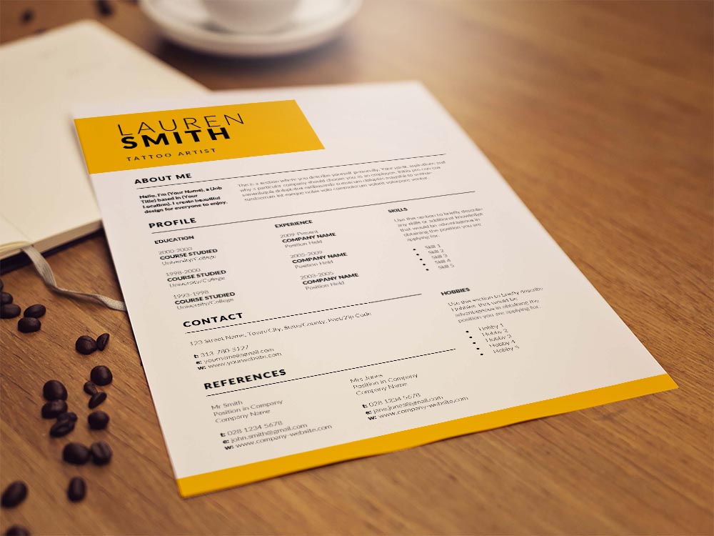 Free Tattoo Artist Resume Template with Clean and Professional Look