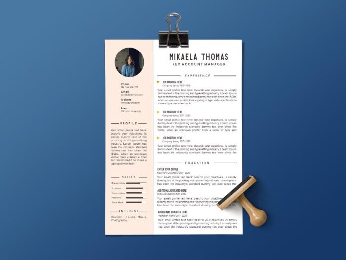 Free Corel Draw Resume Template in CDR File format