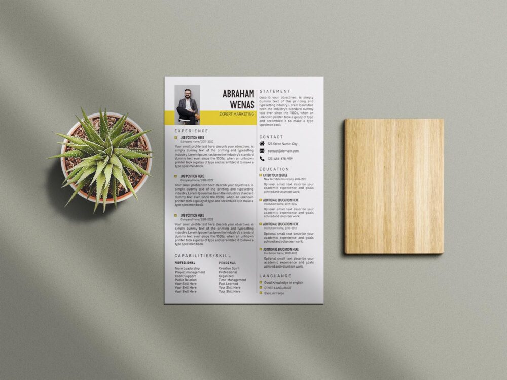 Free Corel Draw Resume Template in CDR File format