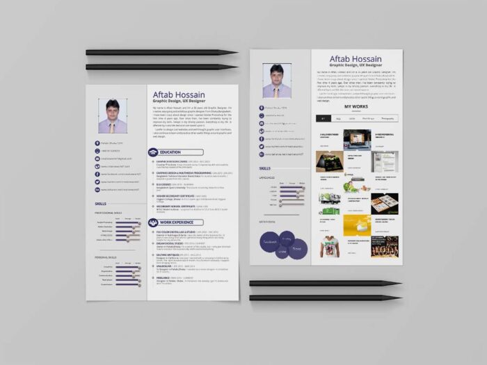 Free Simple 2 Pages Resume Template for Personal Use