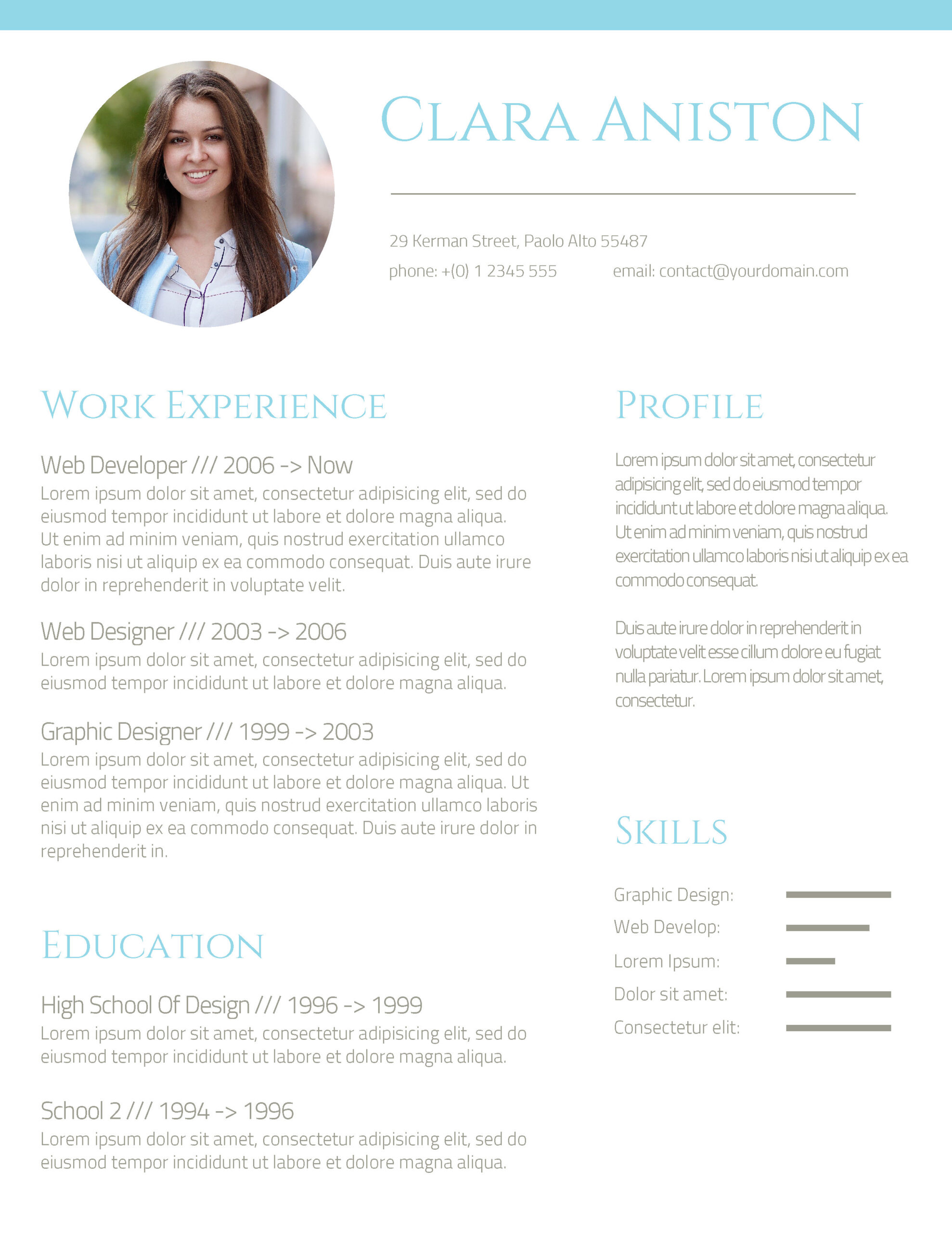 Free Simple Word Resume Template with Modern Design - Free Resume
