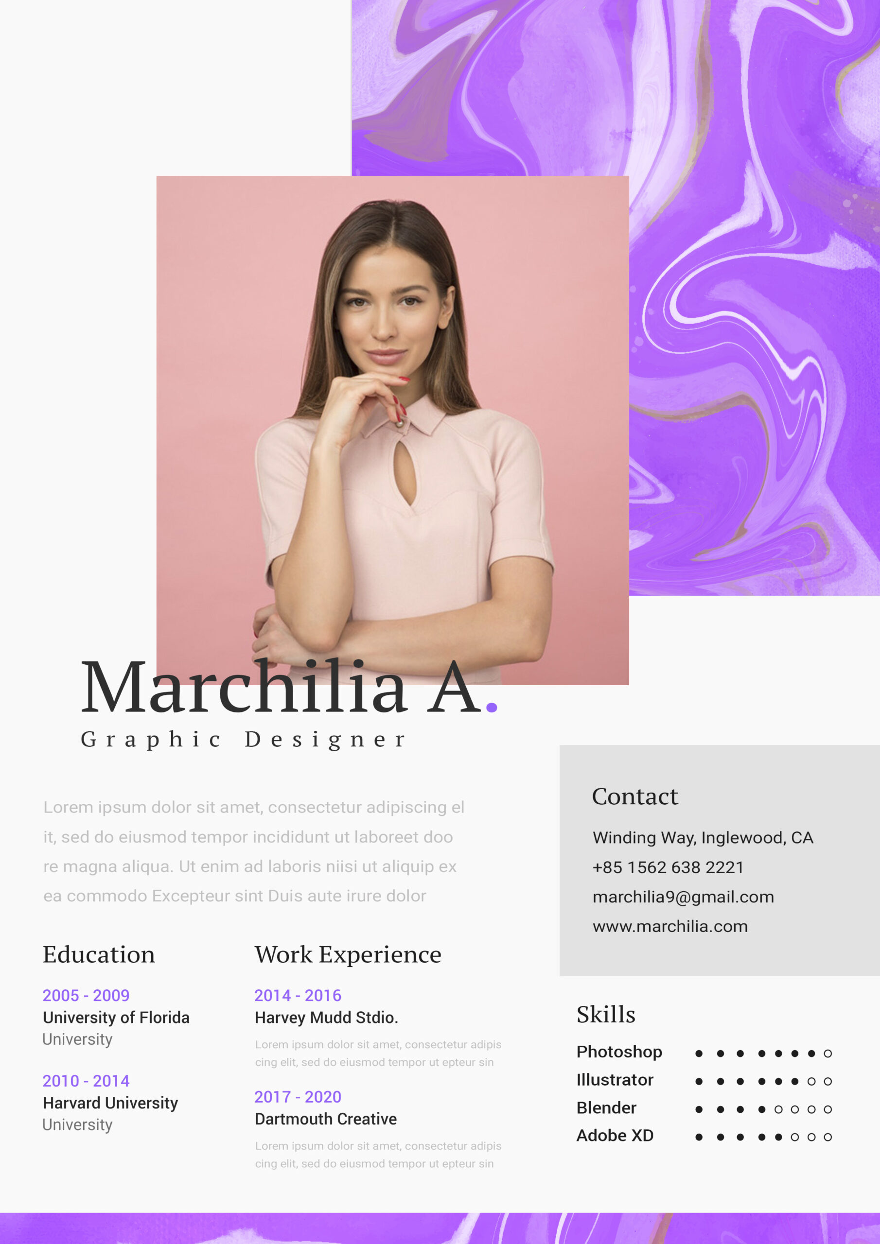 Free Stylish Curriculum Vitae Design Template for Job Seeker