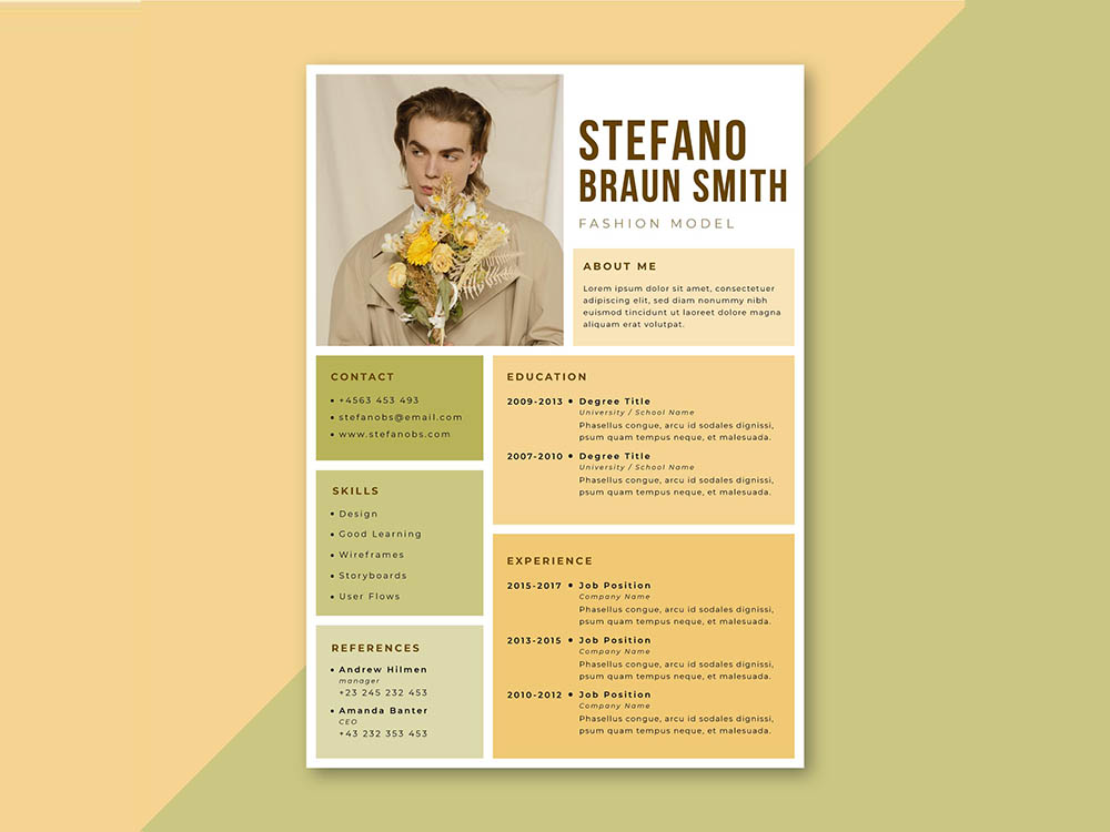 Free Fashion Model Resume Template for your Job Interview