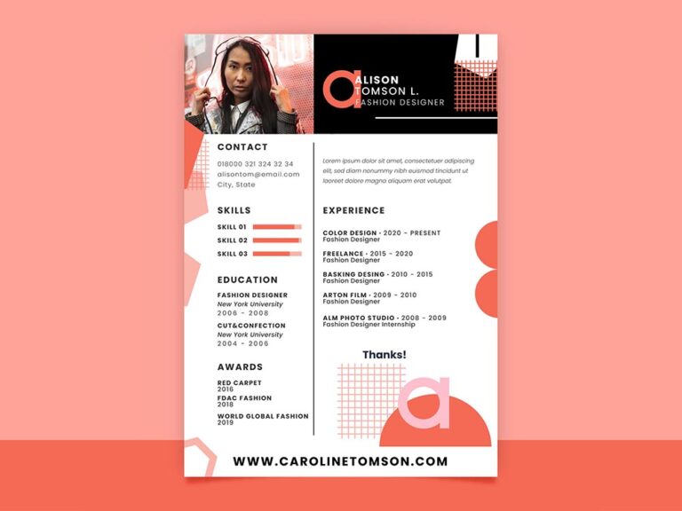 Free Geometric Fashion Resume Template for your Job Interview