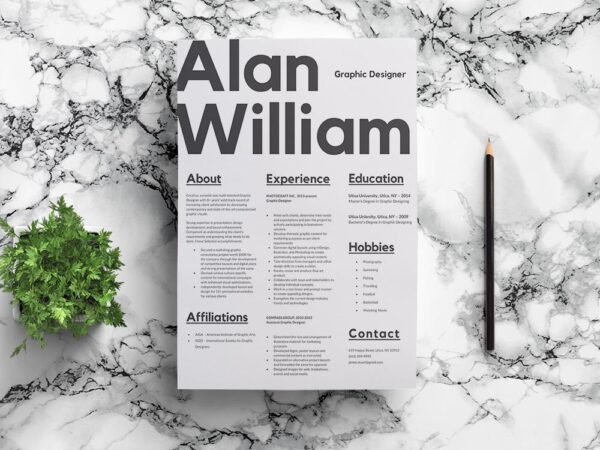 Free Typographer Resume Template with Clean Design