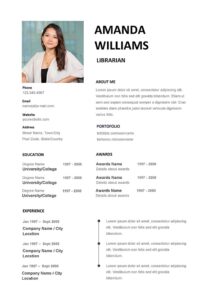 Free Librarian Resume Template with Simple Design