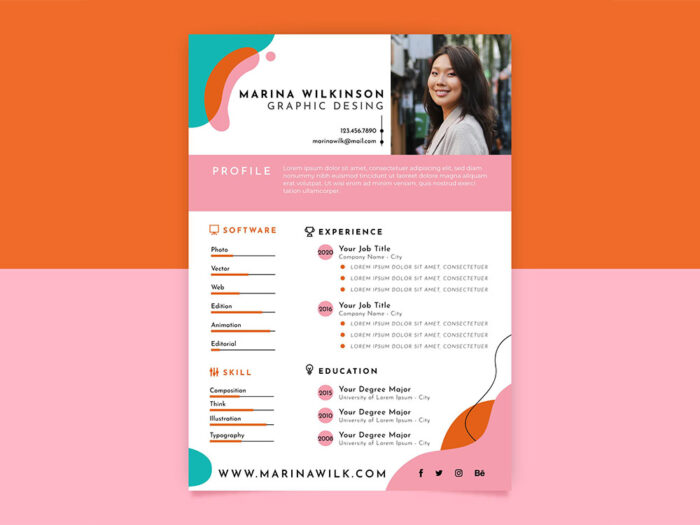 Free Colorful Abstract Resume Template for Job Seeker