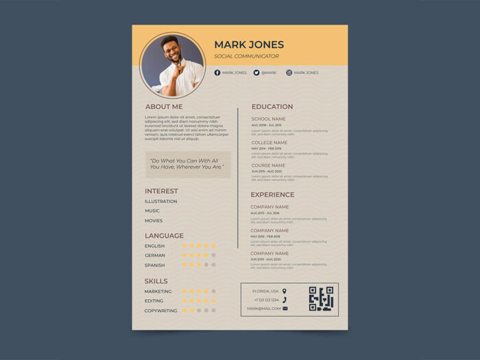 Free Clean Horizontal Resume Template for Job Hunter