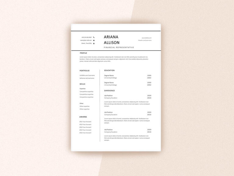 David Resume - Free Clean and Minimal PSD Resume Template