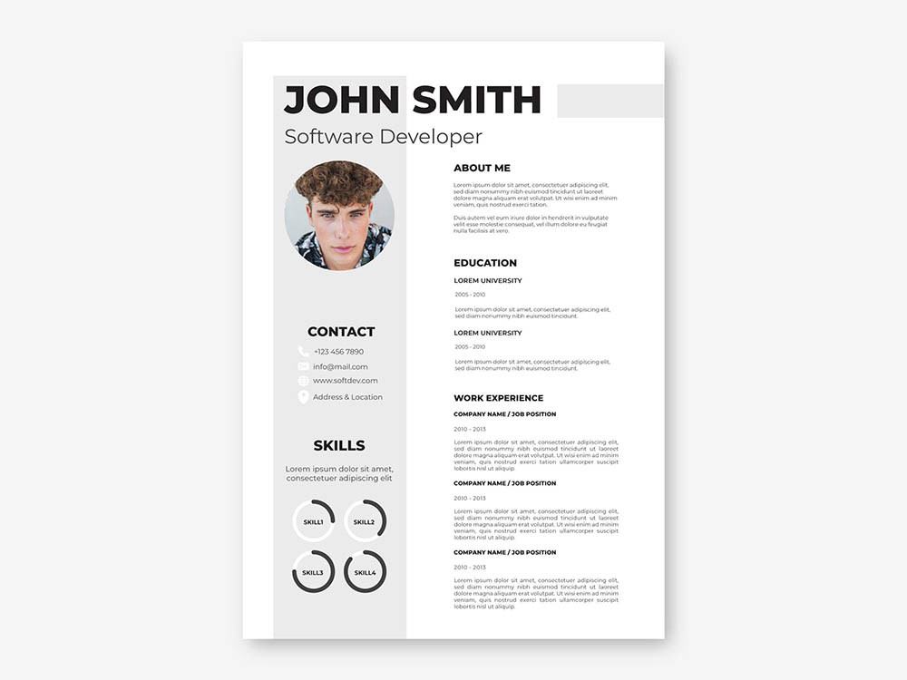 Free Software Developer Resume Template With Photo