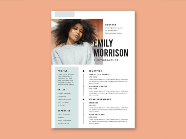 Free Photographer Resume Template with Professional Look