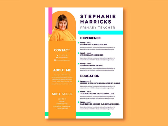 Free Primary School Teacher Resume Template with Professional Look