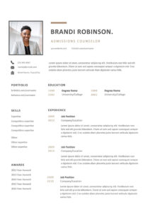 Free Admissions Counselor Resume Template with Clean Design