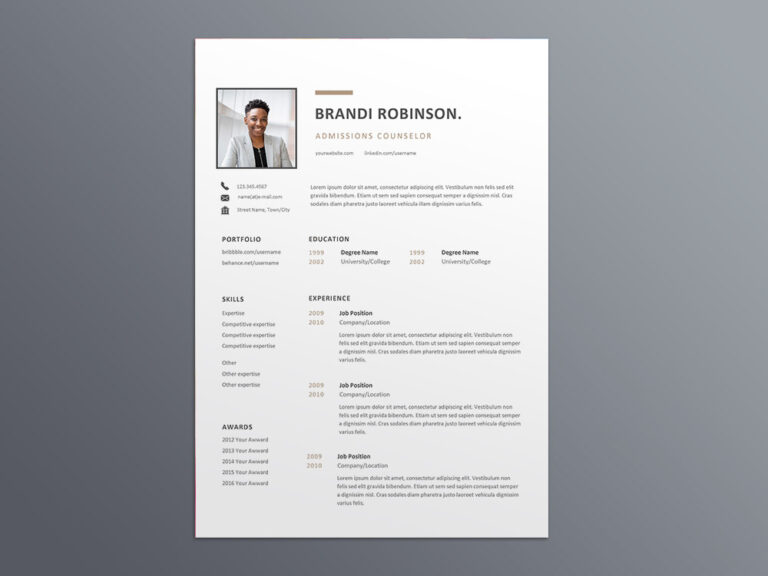 Free Gray Word Resume Template with Minimal Design