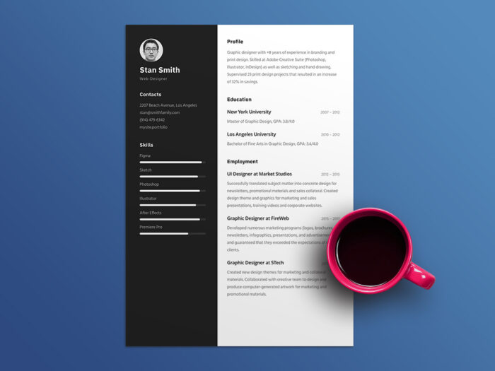 Free Figma CV Resume Template for Any Job Position
