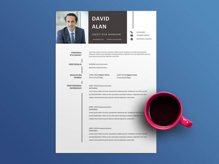 Free Professional Look Resume Template with Strong Typographic Structure