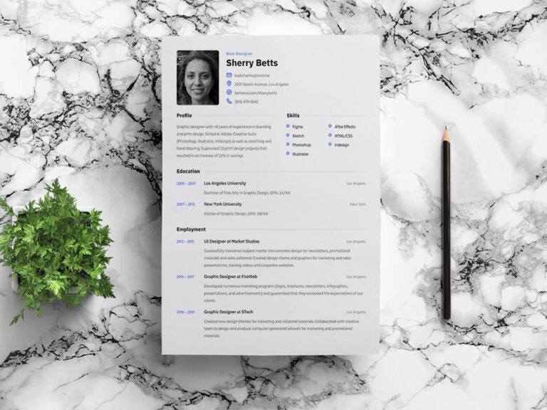 Free Figma CV Resume Template for Any Job Position