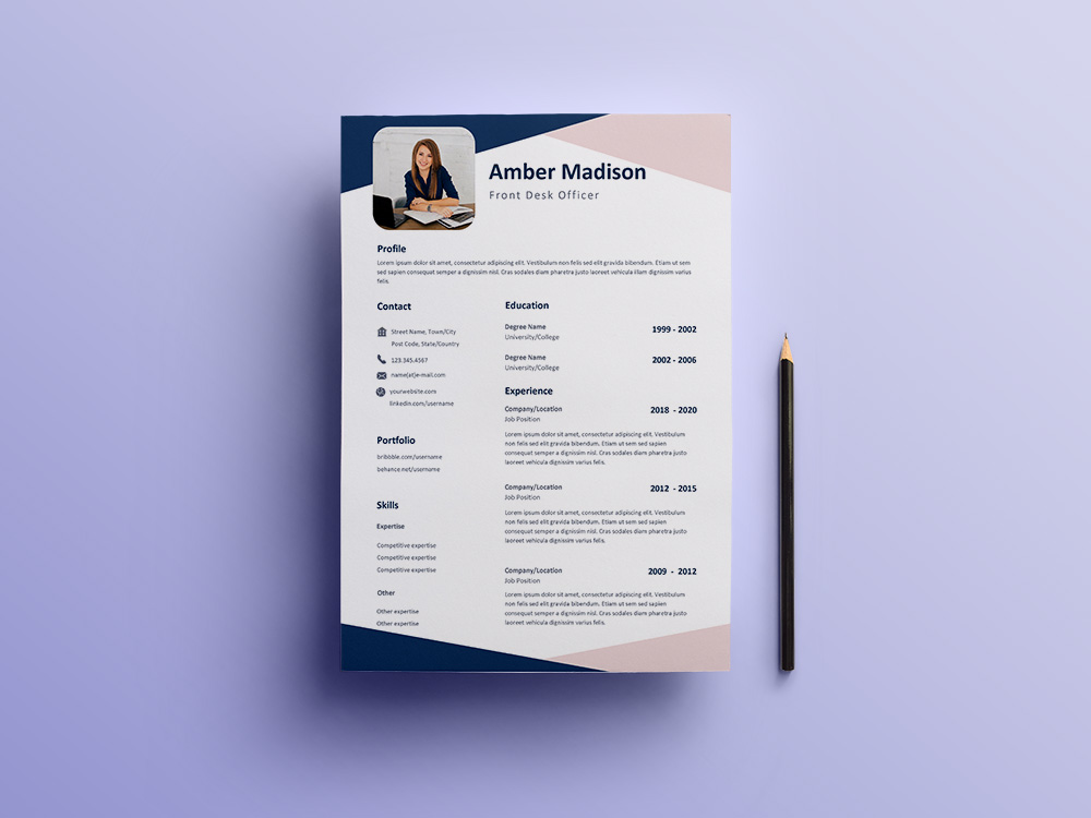 Free Front Desk Officer Resume Template with Example for Job Seeker
