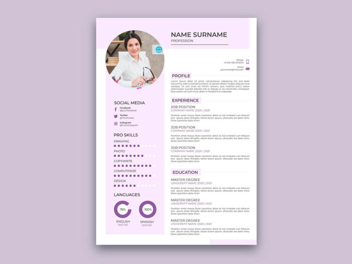 Free Purple Resume Template for Any Job Position