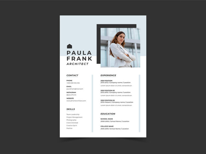 Free Simple Architect Resume Template with Professional Look