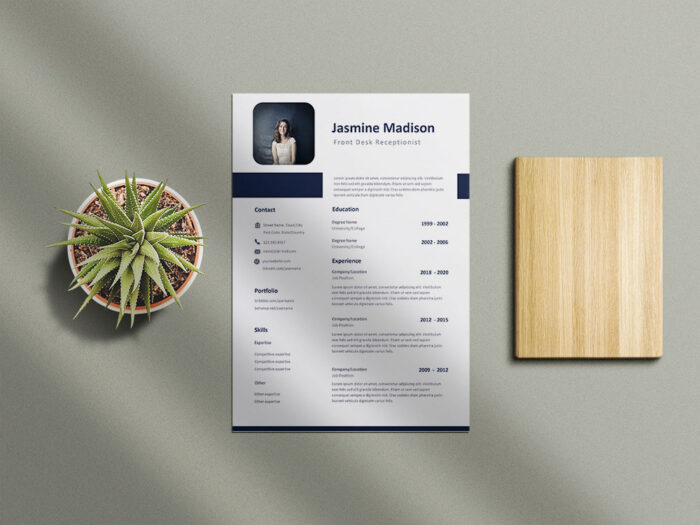 Free Front Desk Receptionist Resume Template with Example for Job Seeker
